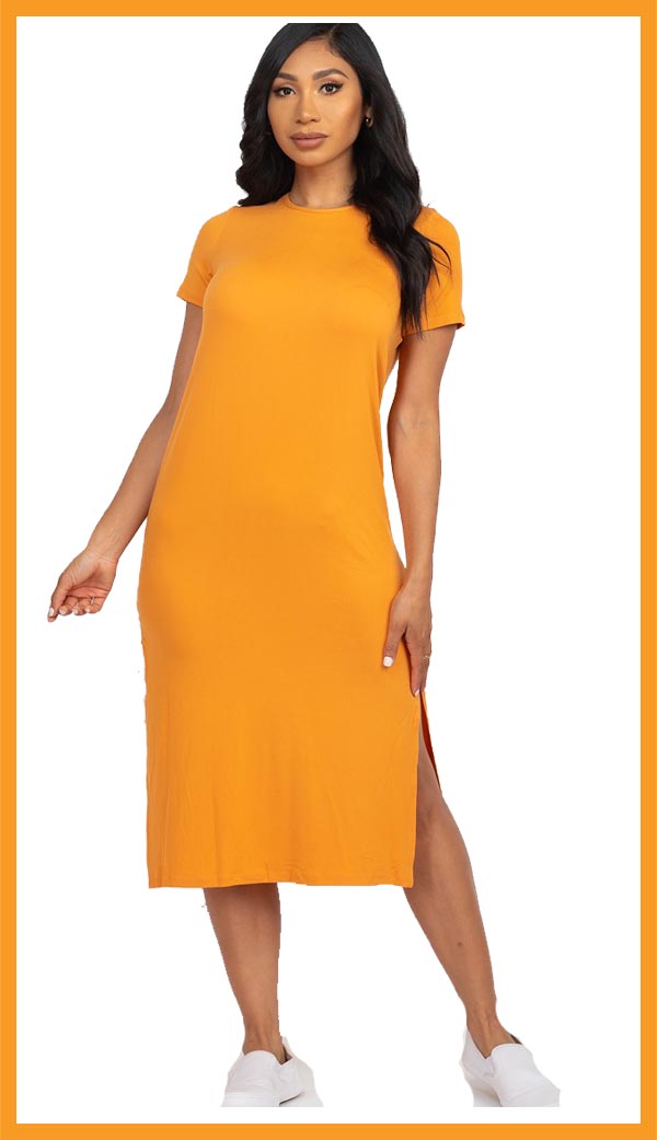 Noveltease. Orange Long Side Split Long Dress