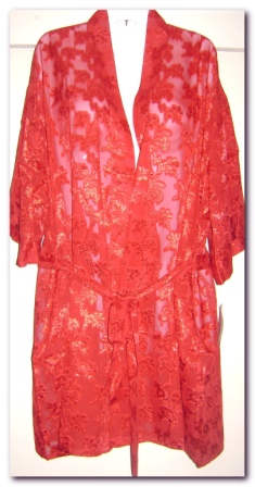 Noveltease Lingerie Red Classy Jacquard Robes With Satin Trim